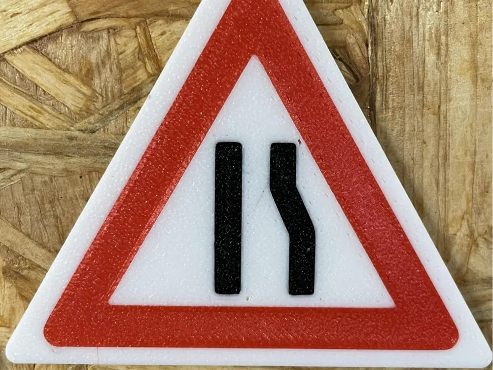Road sign Lane narrowing - Free 3D Print Model - MakerWorld