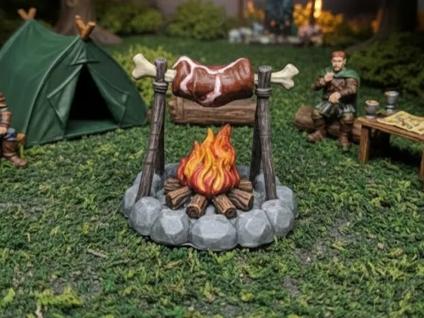 Campfire with Roasting Meat - DND terrain - Free 3D Print Model ...