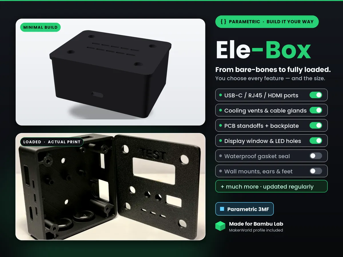 Ele-Box – Parametric Electronics Enclosure / Box - Free 3D Print Model ...