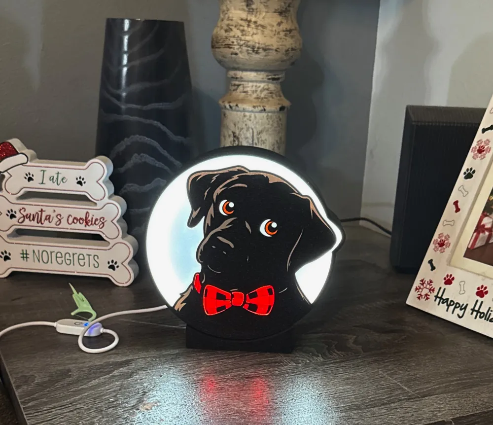 Cartoon Labrador Dog – Circular LED Lightbox - Free 3D Print Model ...