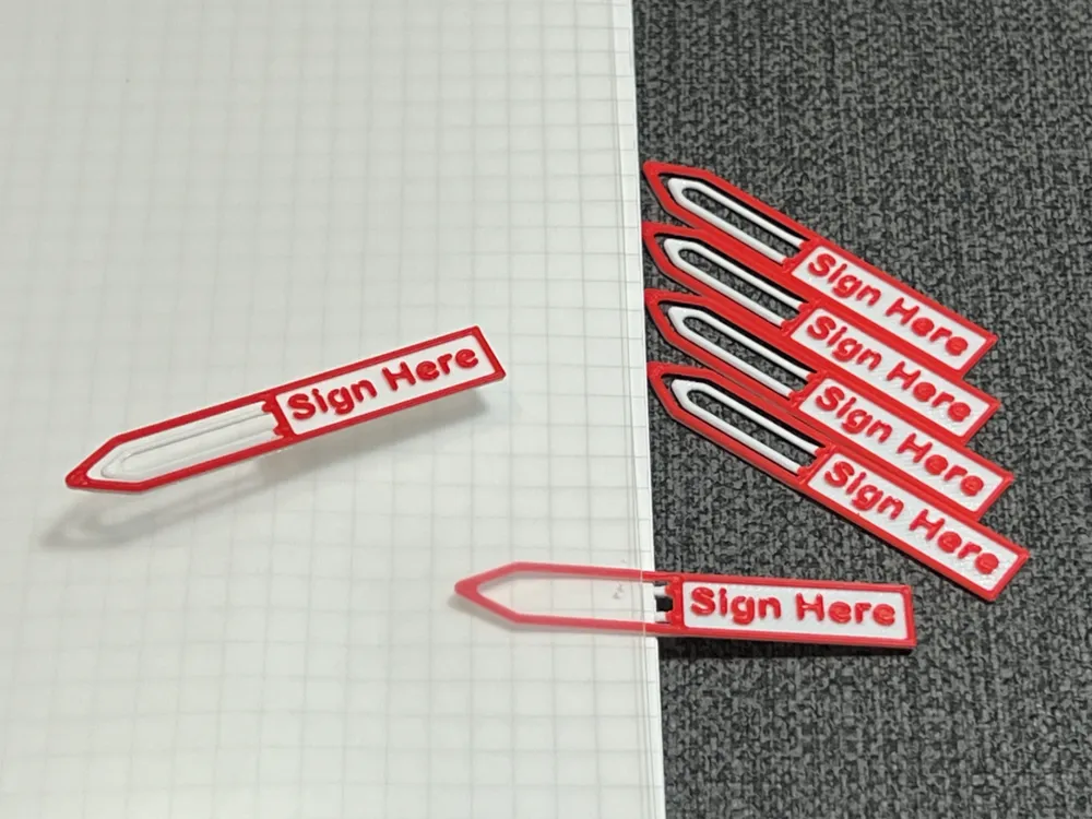 Sign Here Paper Clip Label - Free 3D Print Model - MakerWorld
