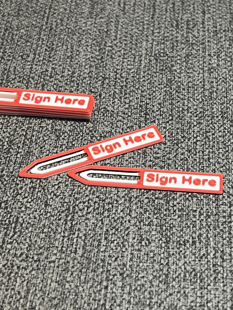 Sign Here Paper Clip Label by Apiwat Wonwgattana MakerWorld: Download ...