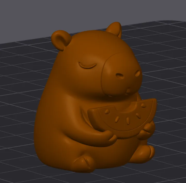 Mini Cute Capybara Eating Watermelon - Free 3D Print Model - MakerWorld