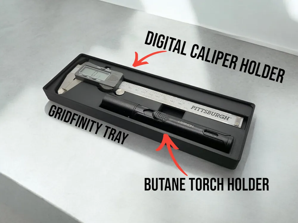 Gridfinity caliper and butane torch holder (6x2x3) by Ty's 3D Printing ...