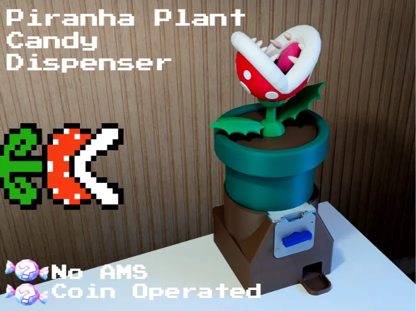 Piranha Plant Candy Dispenser - Super Mario Pipe - Free 3D Print Model ...