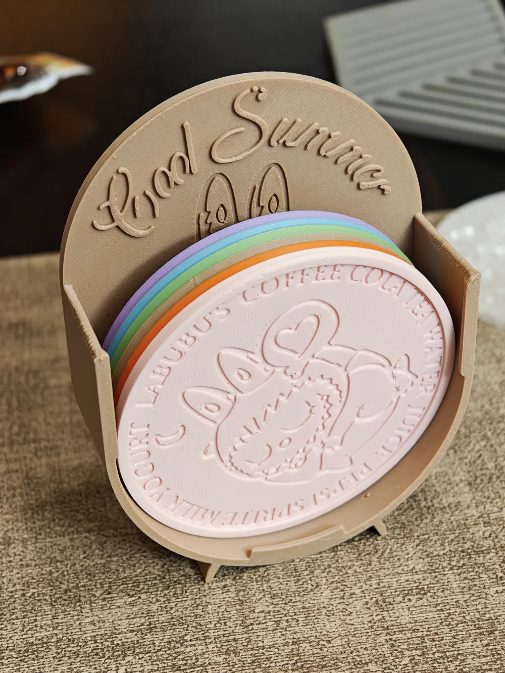 Cool Summer - Labubu Coasters with Refrigerator Magnet Storage Box ...