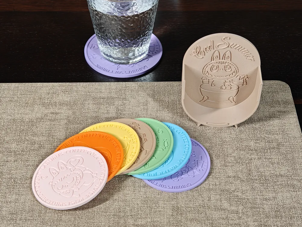 Cool Summer - Labubu Coasters with Refrigerator Magnet Storage Box ...