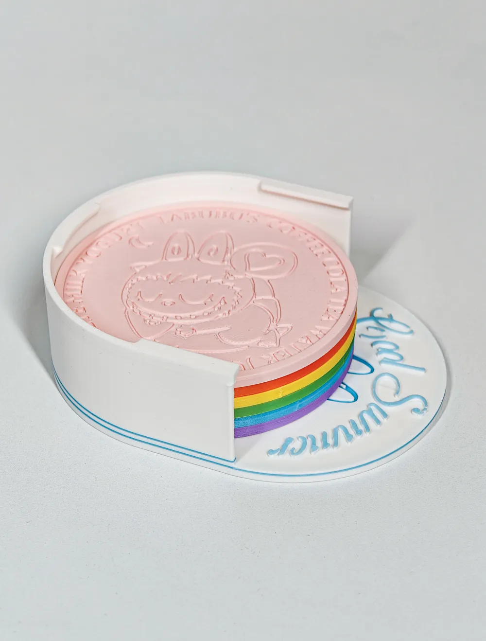 Cool Summer - Labubu Coasters with Refrigerator Magnet Storage Box ...
