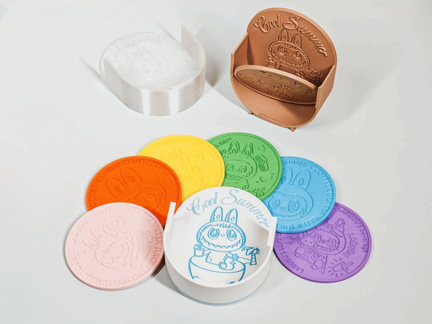 Cool Summer - Labubu Coasters with Refrigerator Magnet Storage Box ...