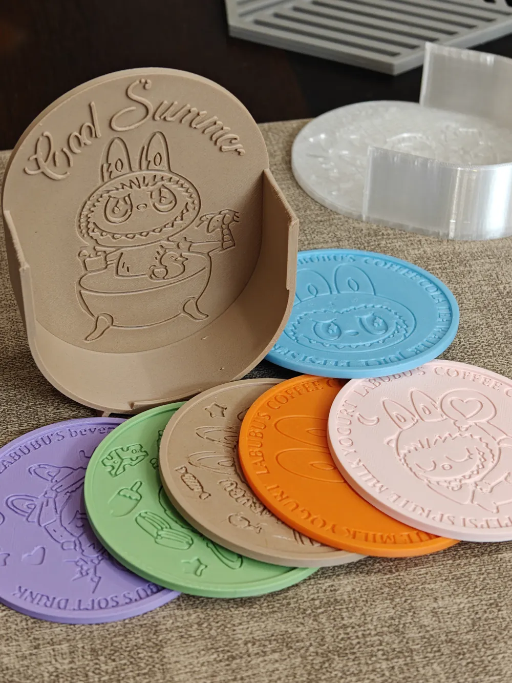 Cool Summer - Labubu Coasters with Refrigerator Magnet Storage Box ...