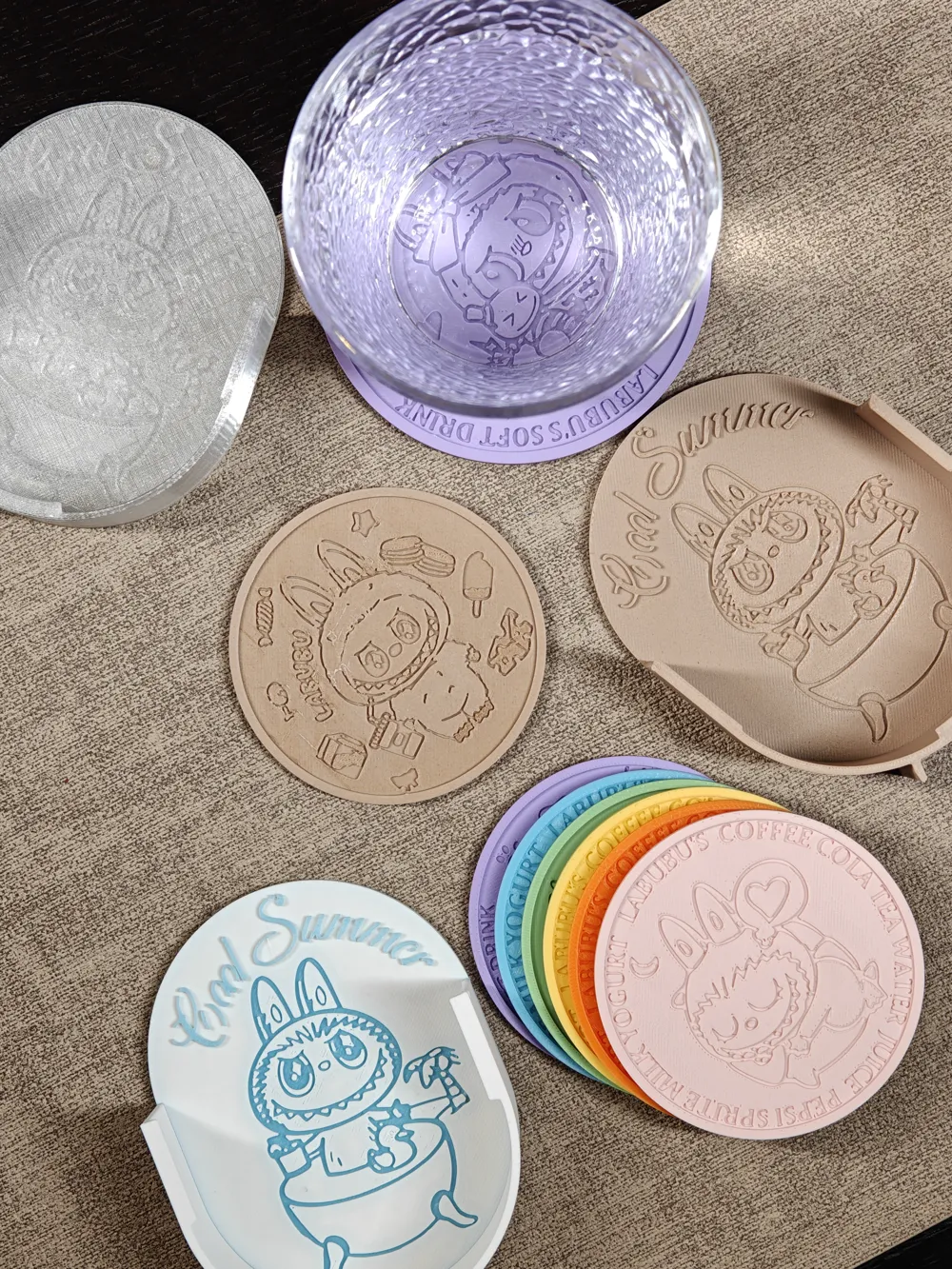 Cool Summer - Labubu Coasters with Refrigerator Magnet Storage Box ...