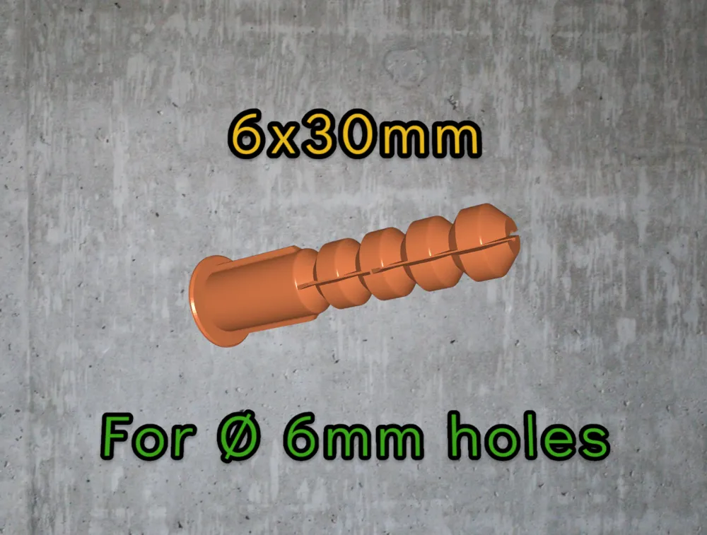 Wall plug 6x30mm for concrete / stone etc. by KoBuCRAFTS - MakerWorld
