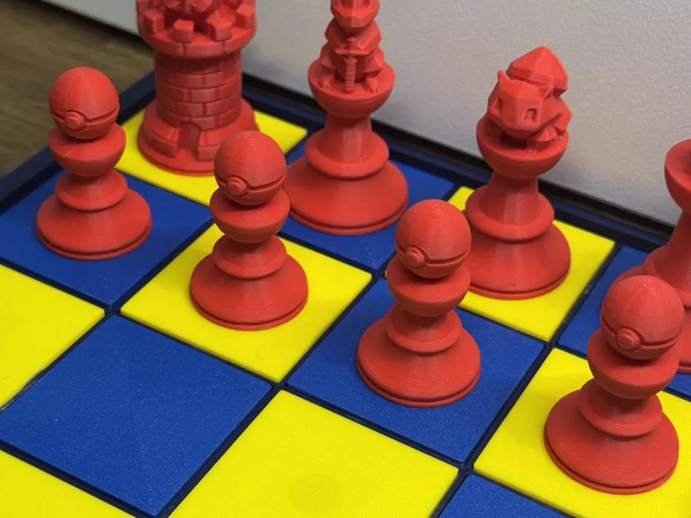 Pokemon Low Poly Chess Set with box - Free 3D Print Model - MakerWorld