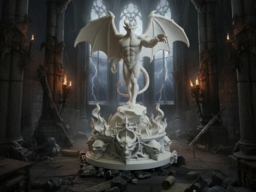 Infernal Winged Demon Statue - Free 3D Print Model - MakerWorld