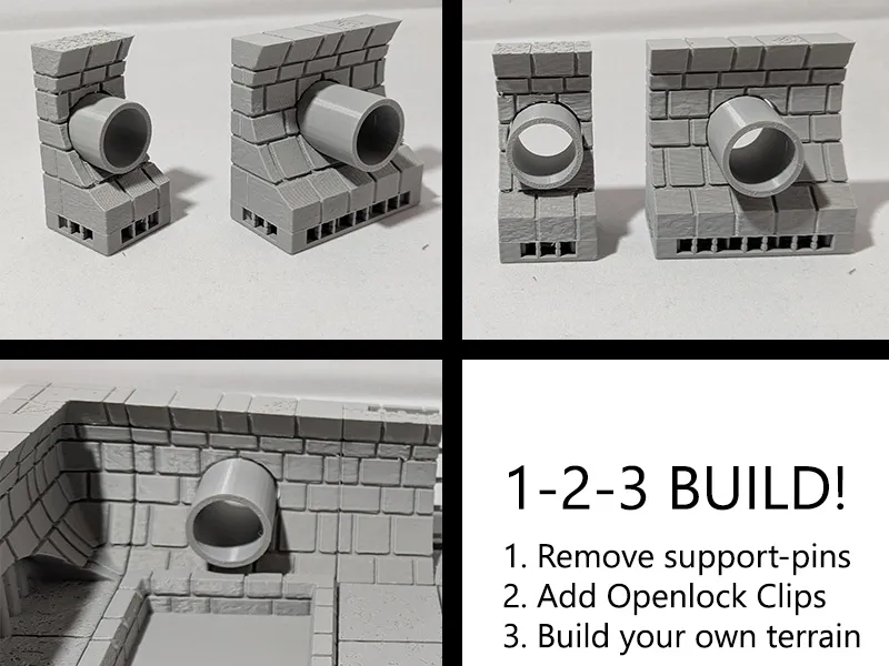 Sewer Pipe wall (OpenLOCK system) Remixed by Together 3D MakerWorld ...