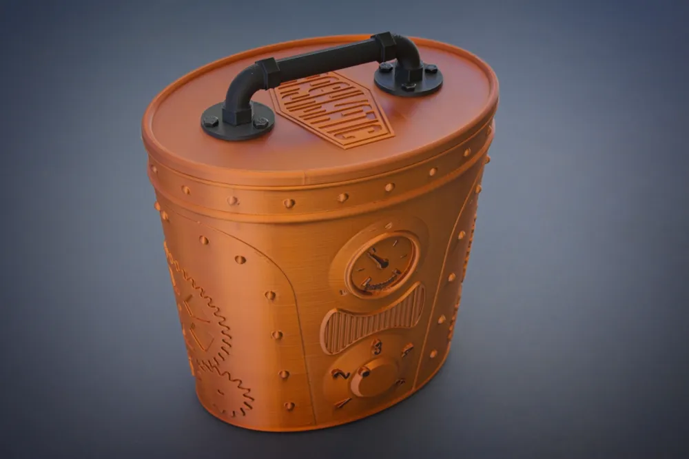 Flat lid for Oval Steampunk Trash Can by Every Day Counts - MakerWorld
