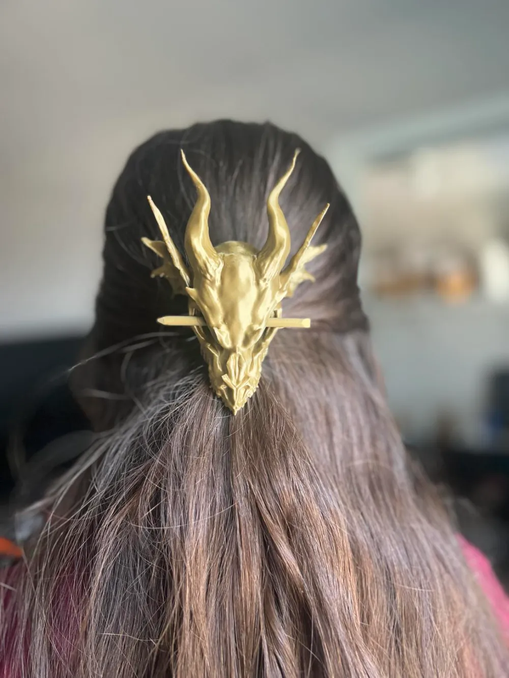 Dragon Skull Hair Pin - Free 3D Print Model - MakerWorld