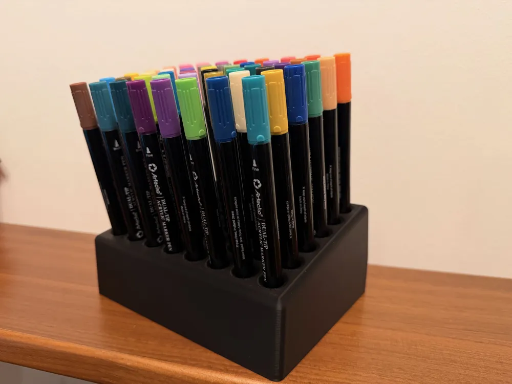 Parametric Pen and Marker Stand with Sloped Rows - Free 3D Print Model ...