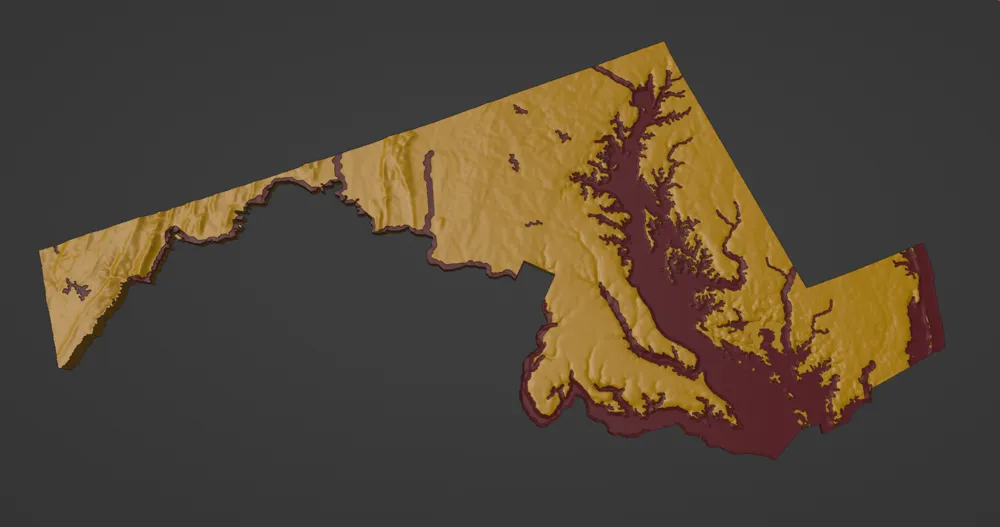 Maryland, USA (MD) Topographic Map with Rivers by Anson Liu MakerWorld ...