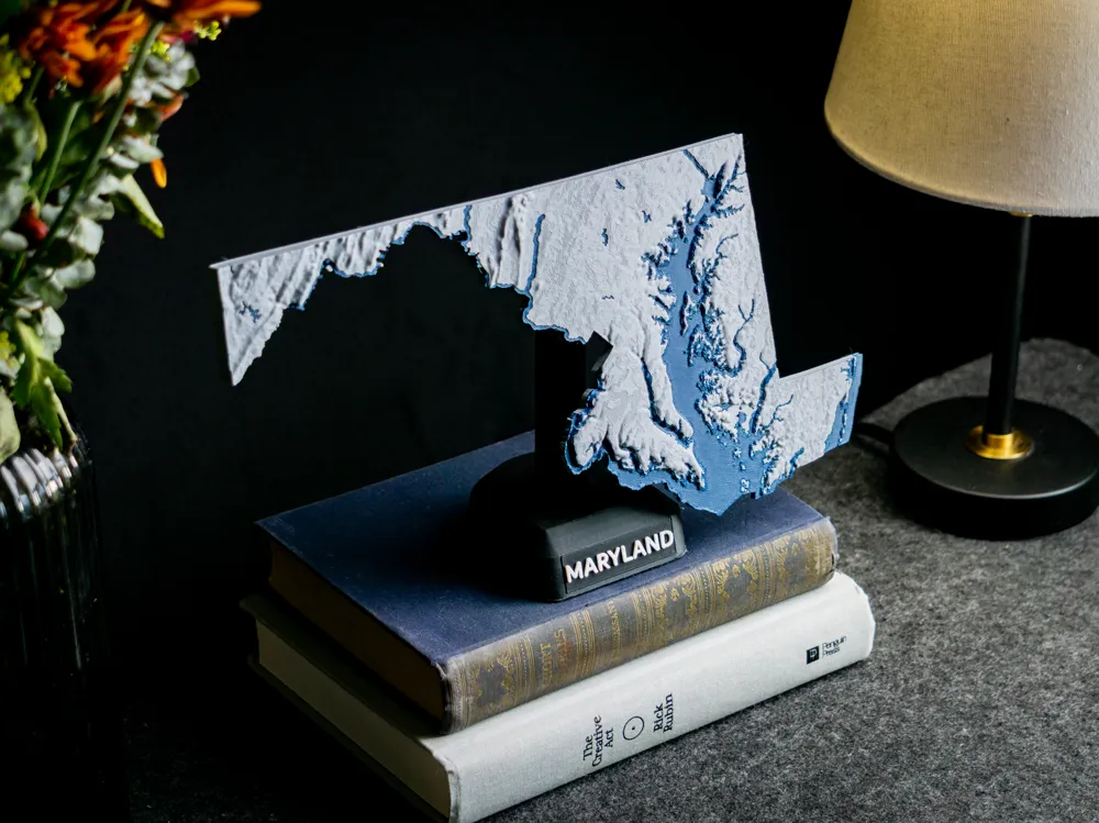 Maryland, USA (MD) Topographic Map with Rivers - Free 3D Print Model ...