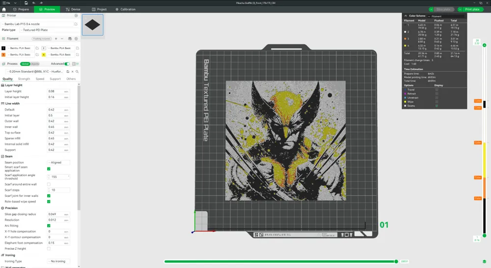 Graffiti Wolverine Hueforge by 3Ree Printing - MakerWorld