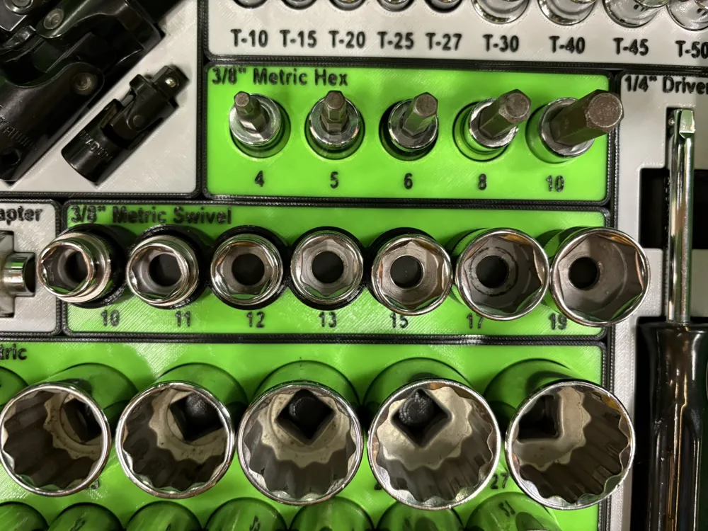 3/8" Metric Hex Socket Holder Gridfinity - Free 3D Print Model - MakerWorld