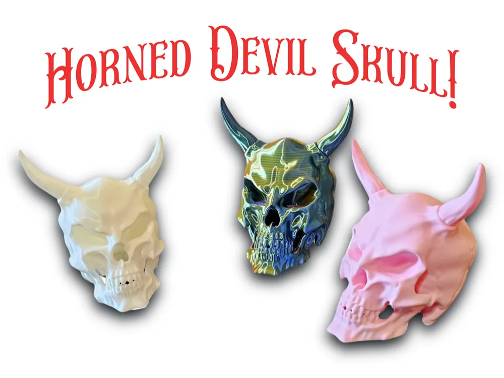 Horned Devil Skull by FantasyForms3D - MakerWorld