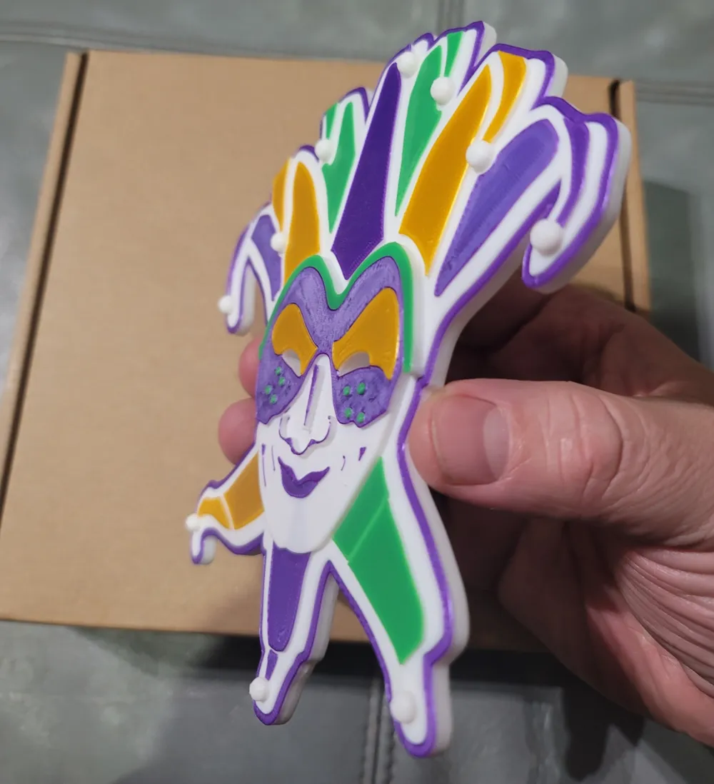 Mardi Gras Jester w/loop 3d Logo 180mm series by mercadogarzas - MakerWorld