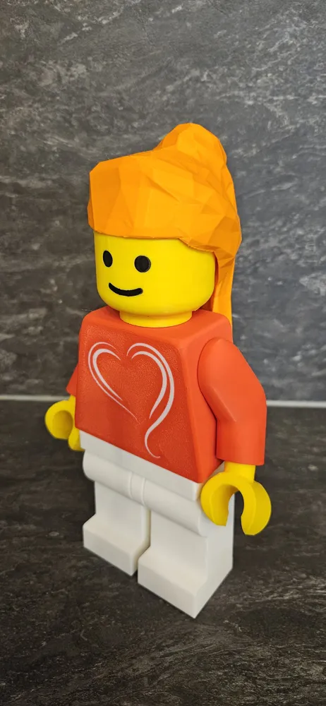 Brick Man Women Girl with Hair an Heart 20cm by da_max MakerWorld: Download Free 3D Models