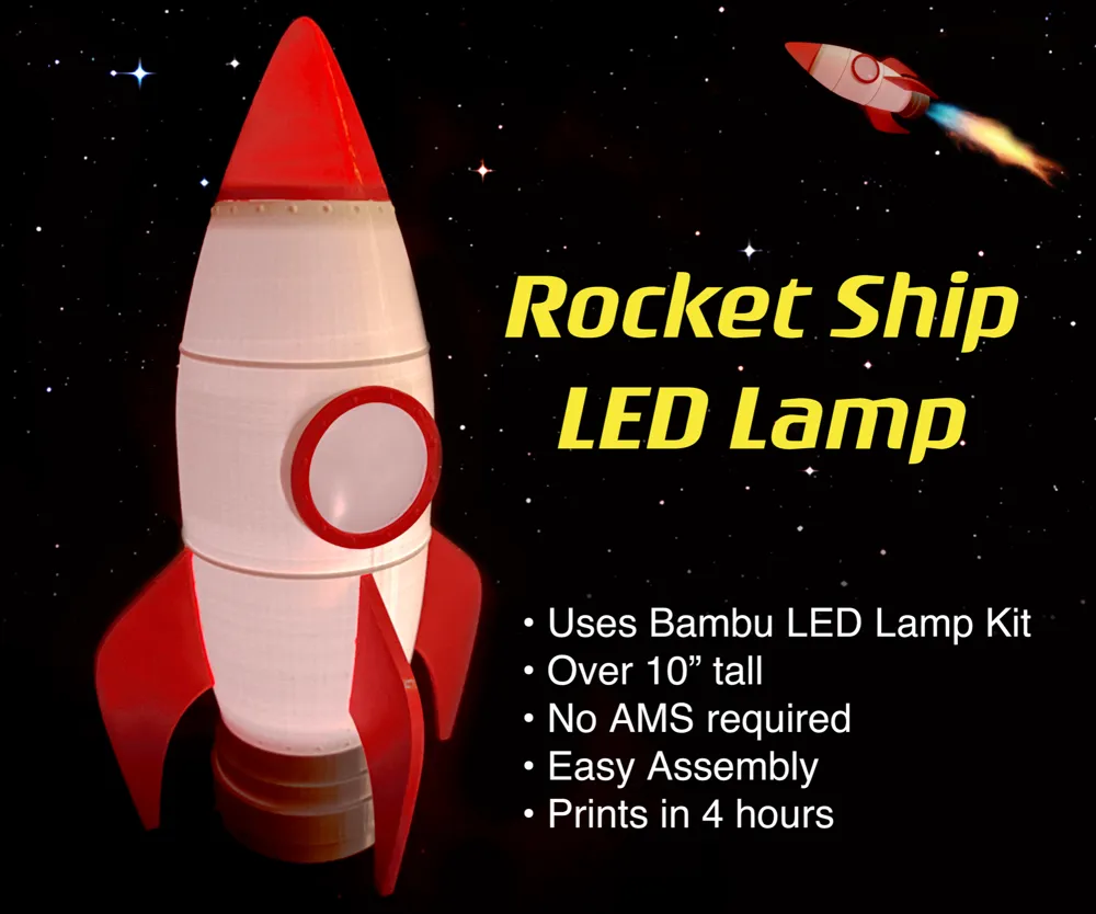 Rocket Ship Lamp by SH Designs - MakerWorld