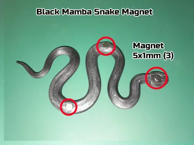 Black Mamba Snake Magnet by Betalab2024 - MakerWorld