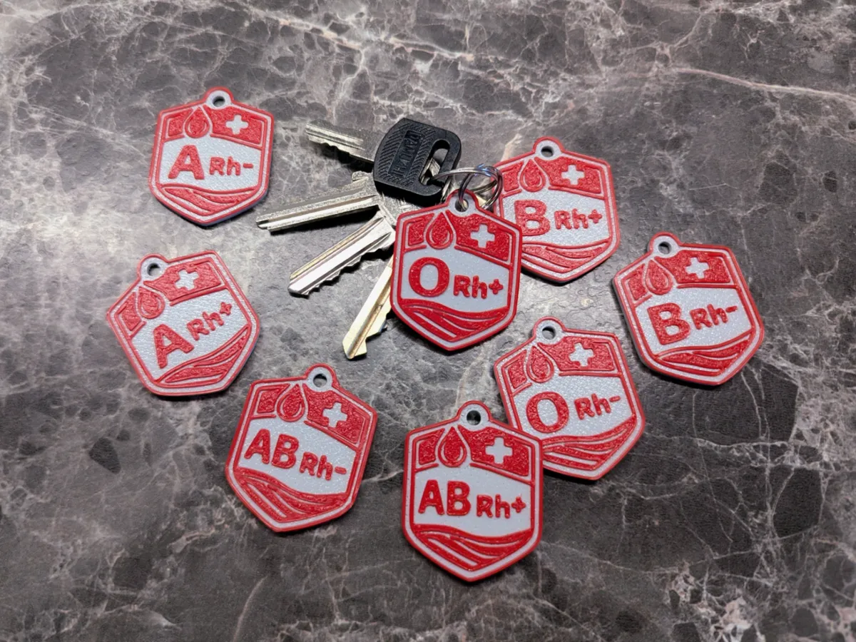 Blood Type Keychain Tags - All Blood Groups - Free 3D Print Model ...