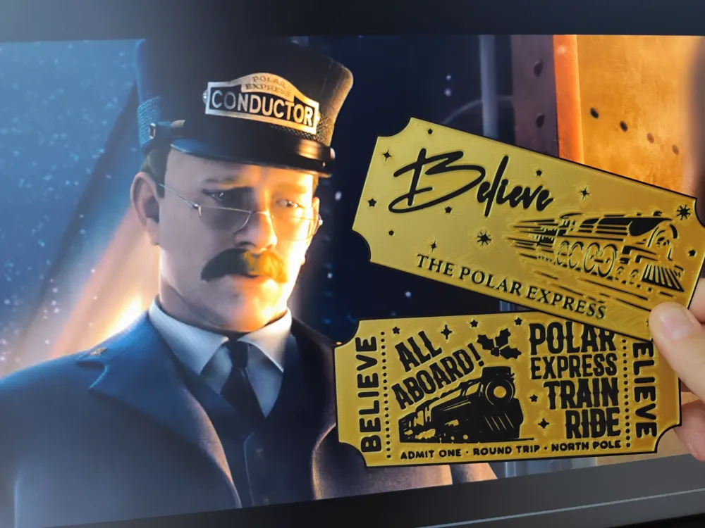 Polar express train golden tickets - Free 3D Print Model - MakerWorld