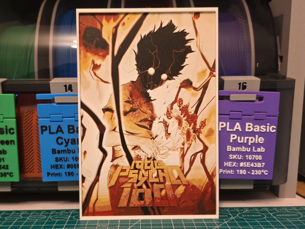 Mob Psycho 100 Poster - Hueforge Art by Lumpy3D MakerWorld: Download ...