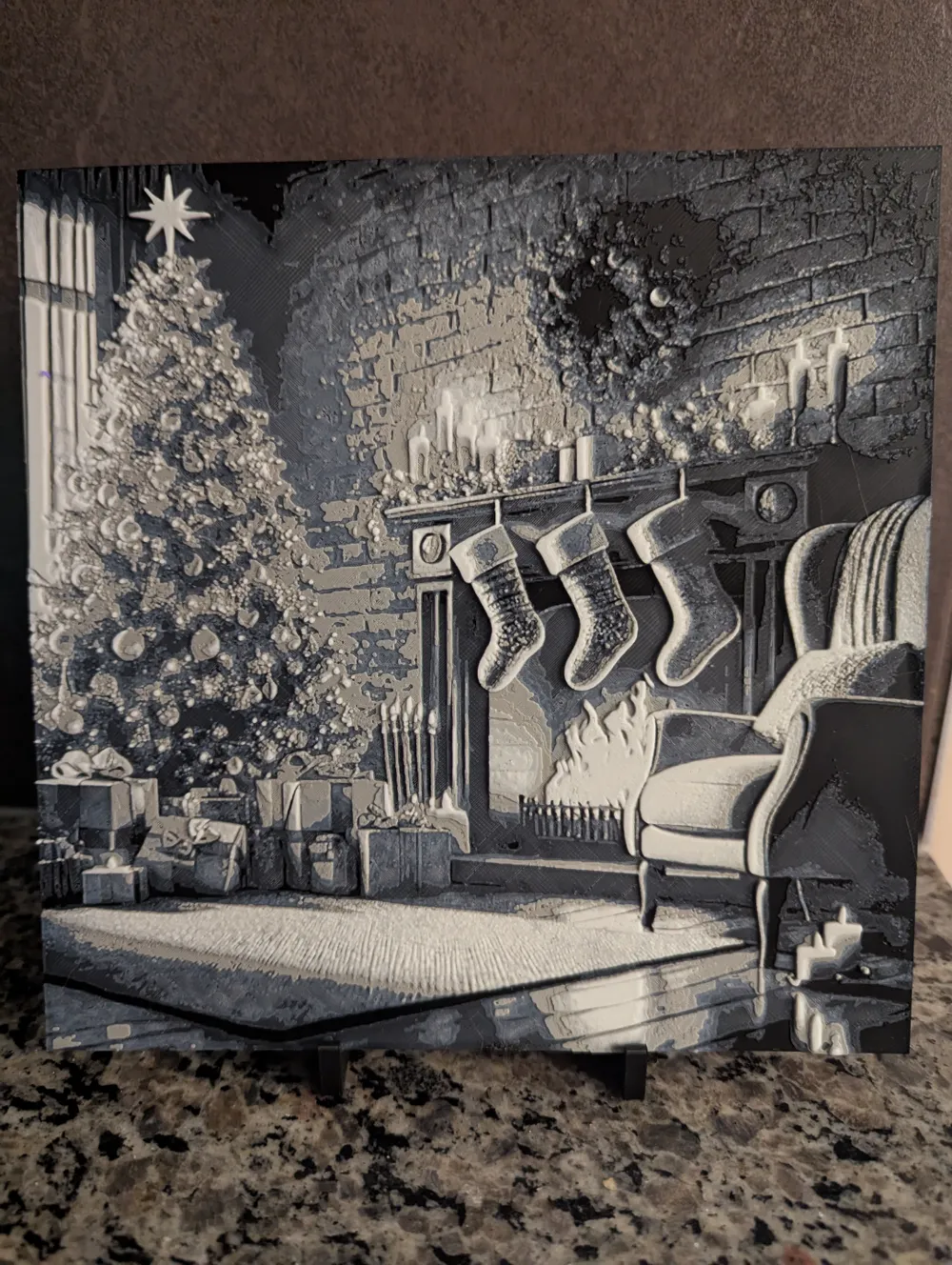 Fireplace Christmas Scene Hueforge - Free 3D Print Model - MakerWorld