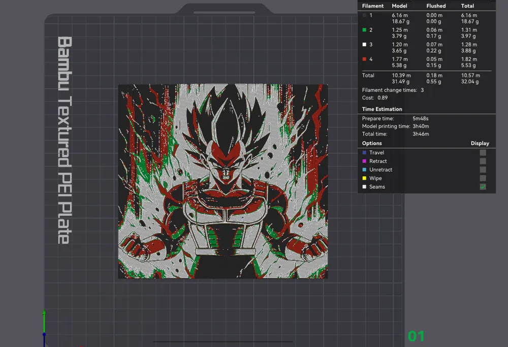 Vegeta, 4 color Hueforge, easy print by CC3D - MakerWorld
