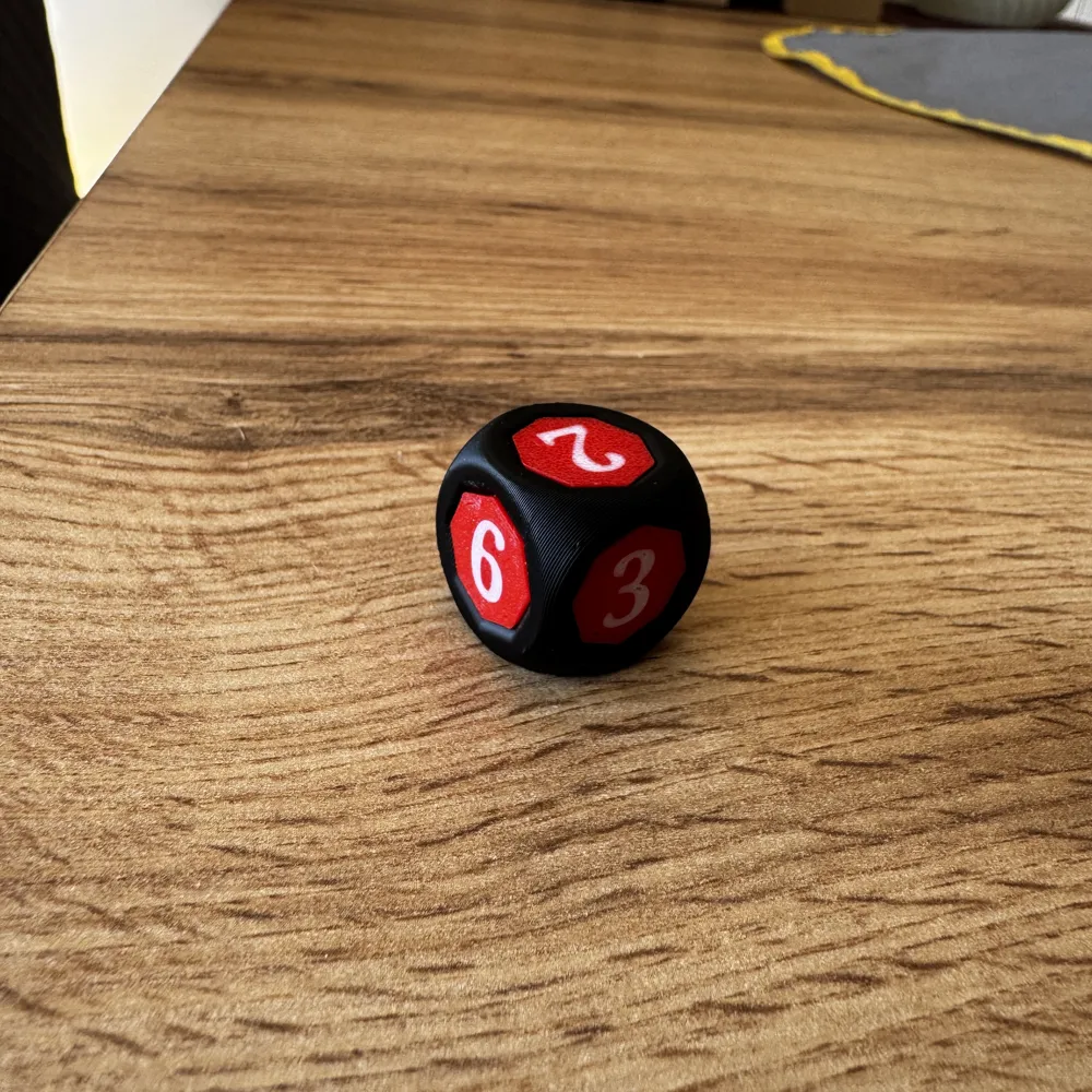 Six-sided die (D6) with inlaid number inserts by Stephan ...