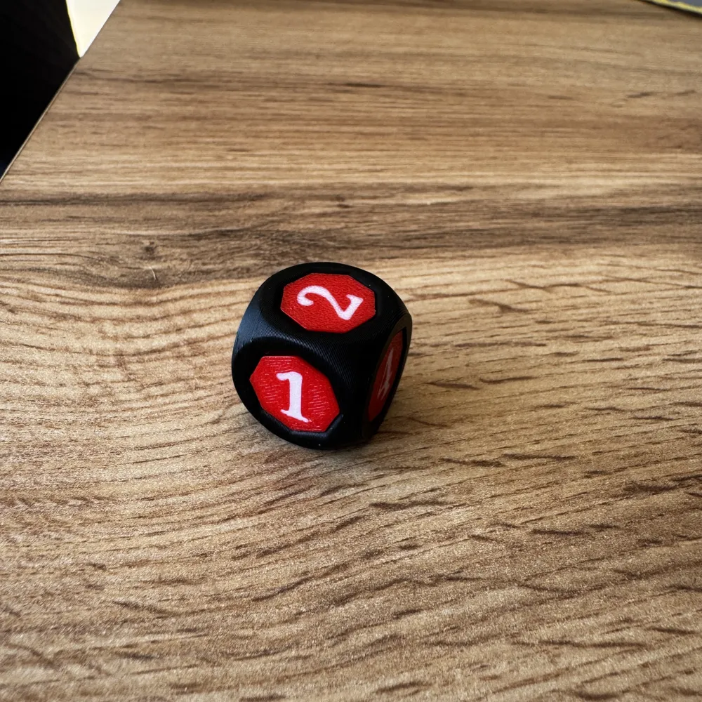 Six-sided die (D6) with inlaid number inserts by Stephan ...
