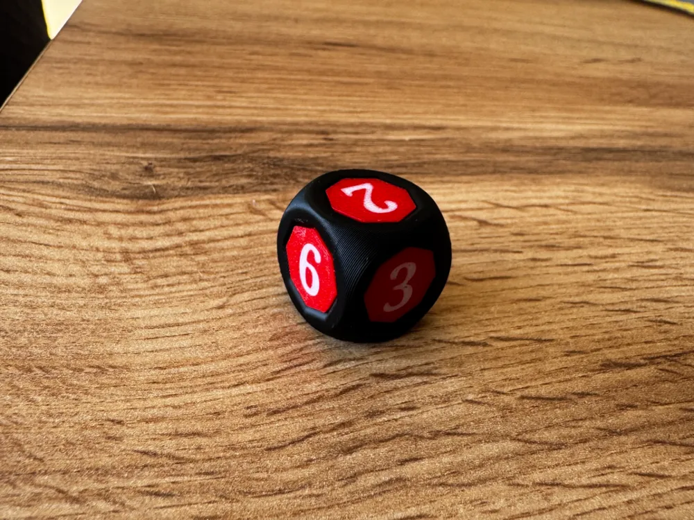 Six-sided die (D6) with inlaid number inserts by Stephan ...