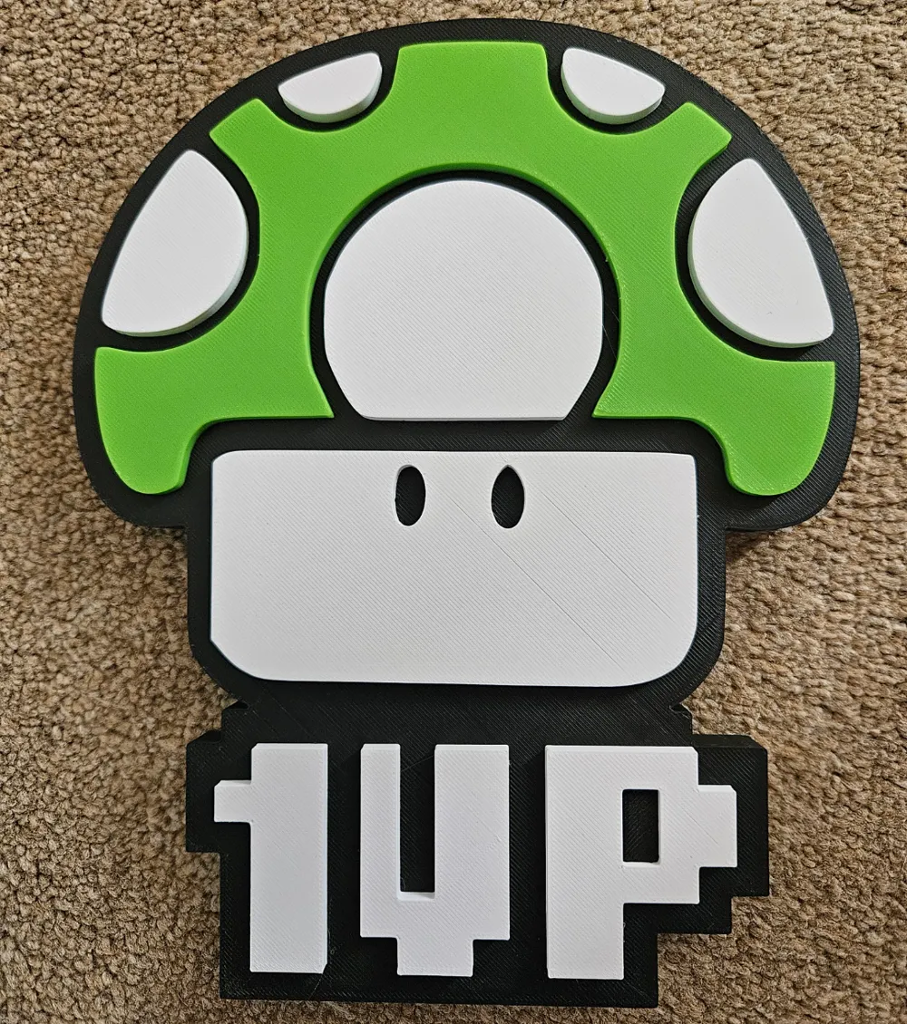 1up Mushroom Game Sign by Jaybro187 - MakerWorld