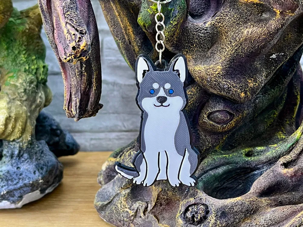 Cute Husky Dog Keychain by az - MakerWorld