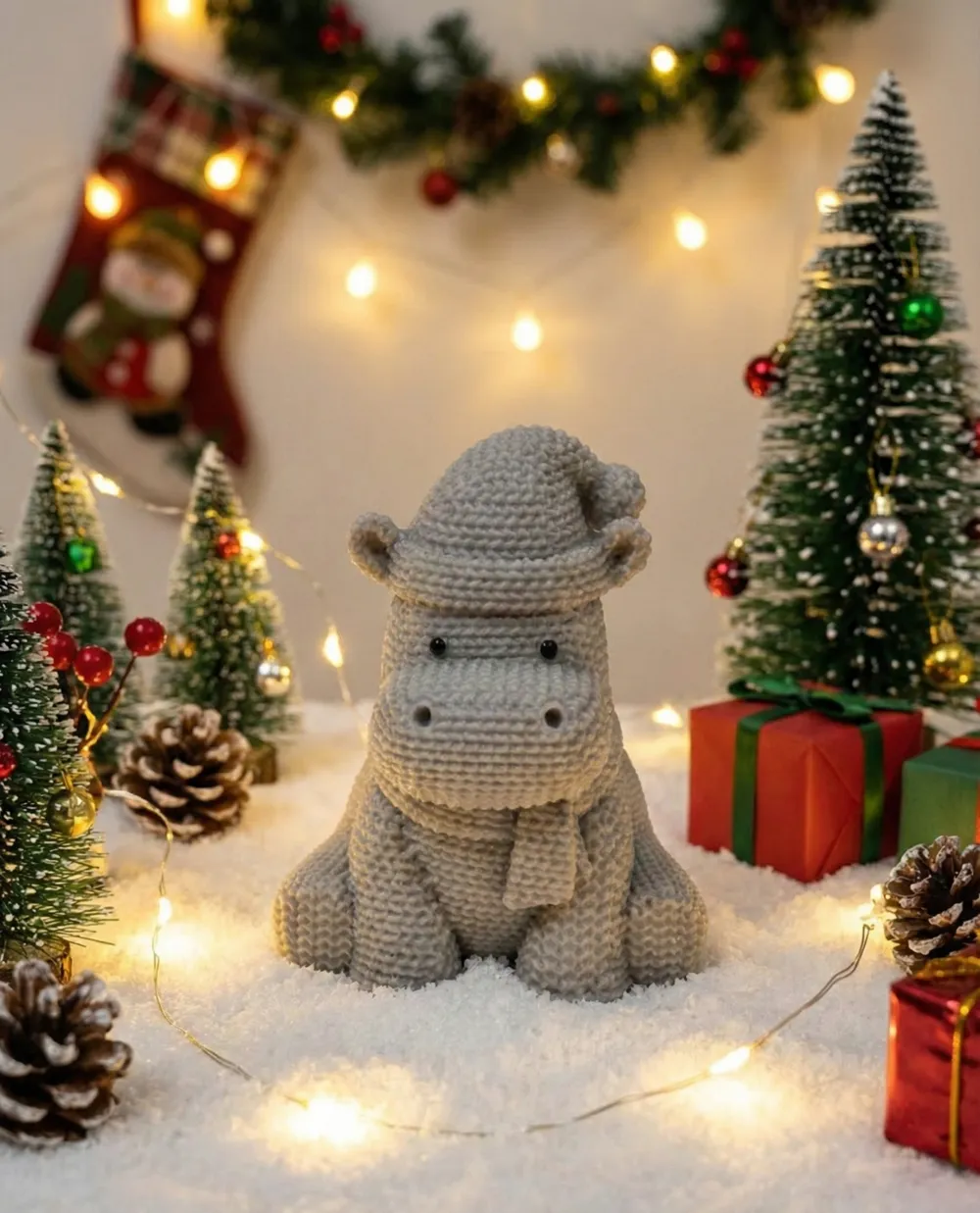 Christmas Hippo (Knitted Version) - Free 3D Print Model - MakerWorld