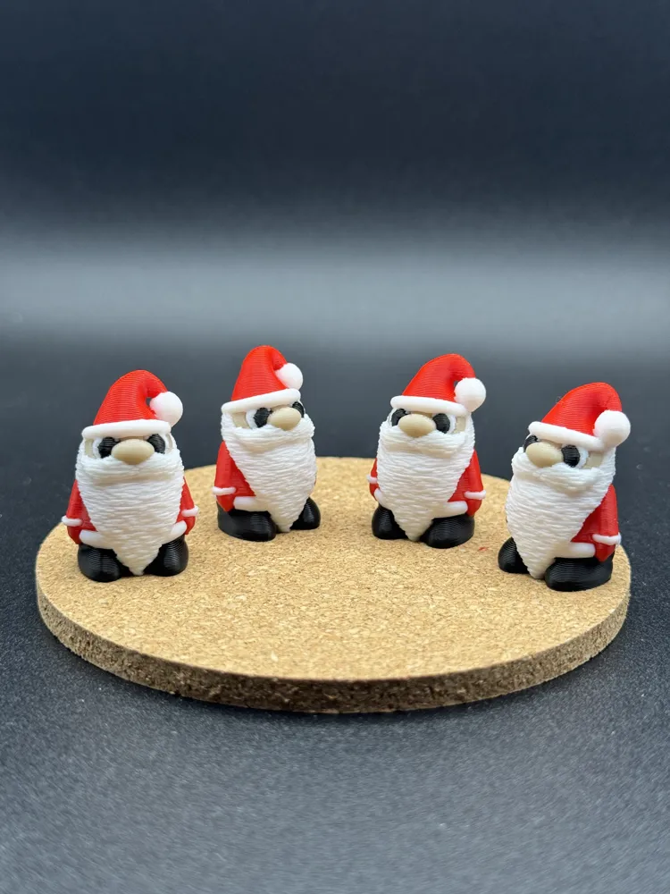 Mini Santa Gnome Christmas Figurine & Fuzzy Beard by Folk & Forge MakerWorld: Download Free 3D ...