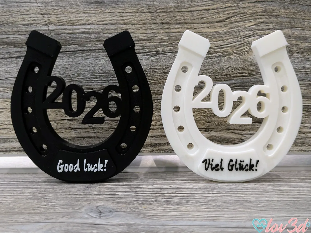 2026 Good Luck Horseshoe (EN/DE) - Free 3D Print Model - MakerWorld