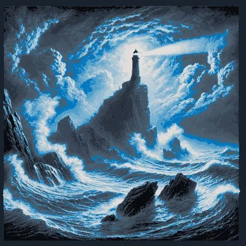 Hueforge - Lighthouse in the stormy sea by Ligurio - MakerWorld