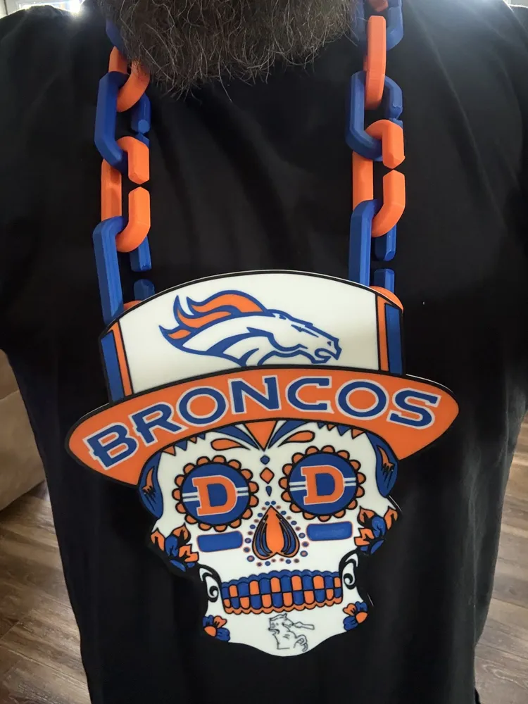 Denver Broncos Sugar Skull Fan Chain / Wall Art by PIXELIT3D MakerWorld ...