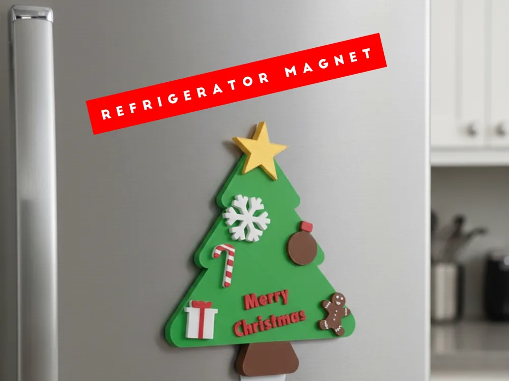 Christmas tree fridge magnet - Free 3D Print Model - MakerWorld