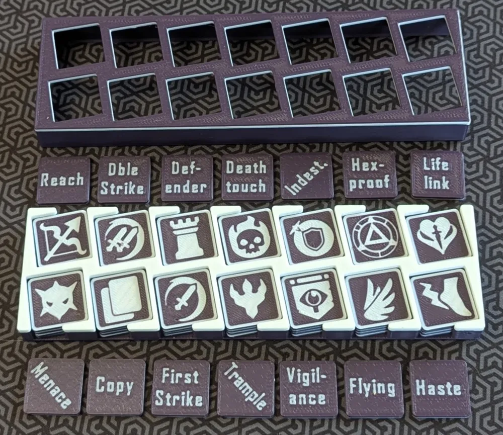 MTG Ability Tokens w Icons & Text - 20x20mm by GC3D - MakerWorld
