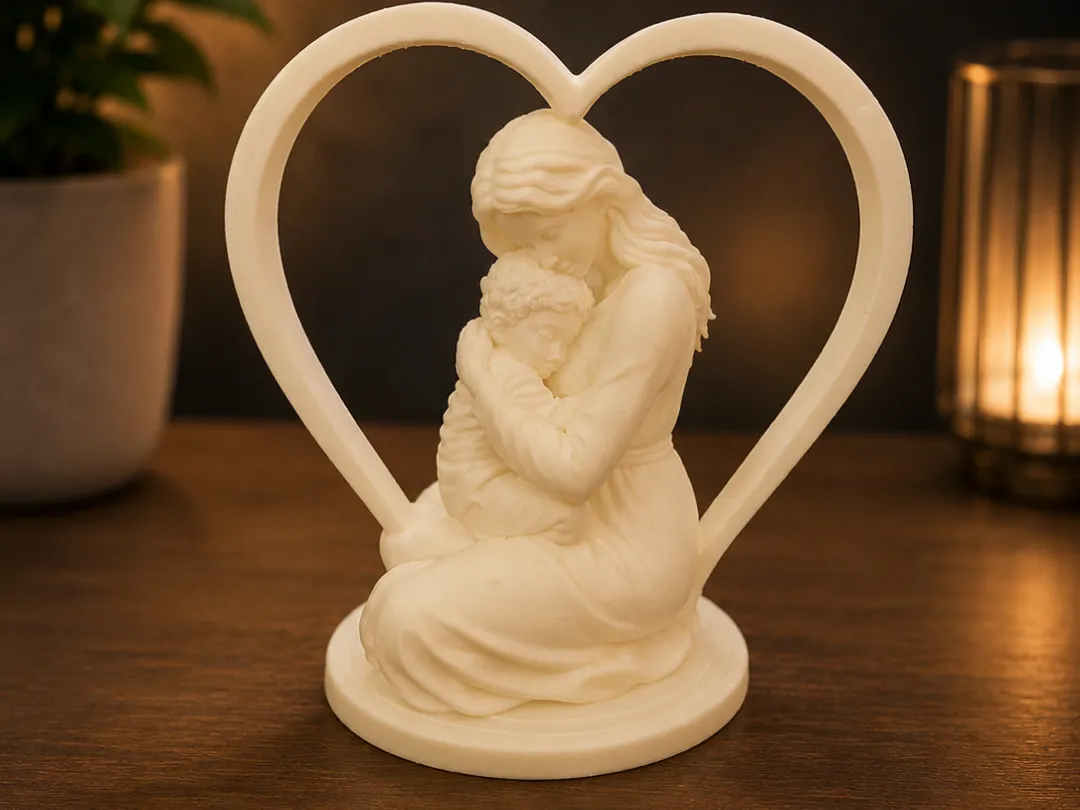 Mother and Child Heart Statue-Elegant Family Decor - Free 3D Print ...
