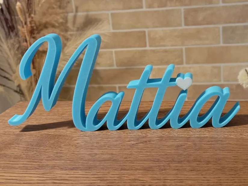 Mattia name decor bedroom Cursive font Letter text - Free 3D Print ...